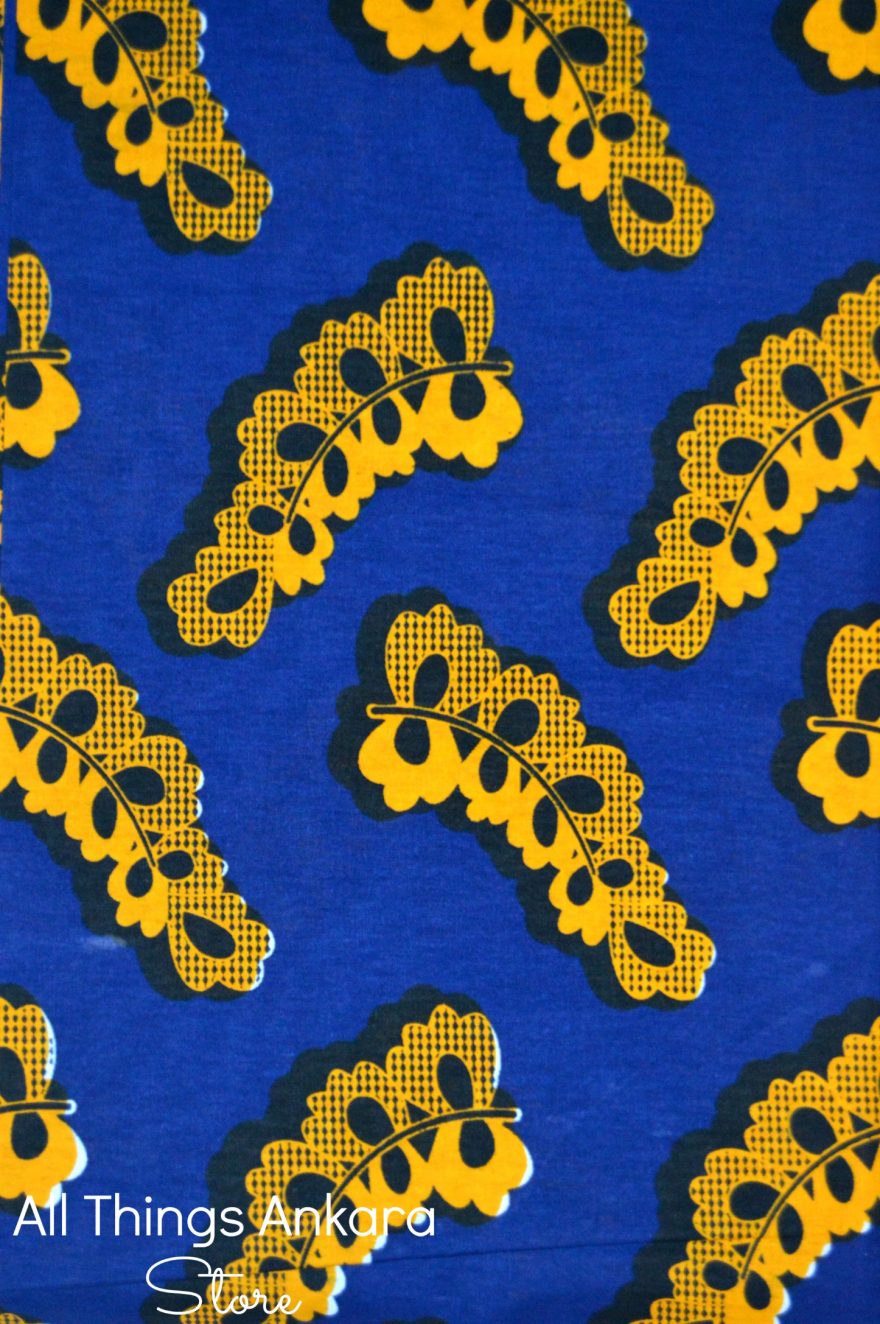 Ankara Fabric of The Day: Blue and Yellow Leaves Wax Prints – All ...