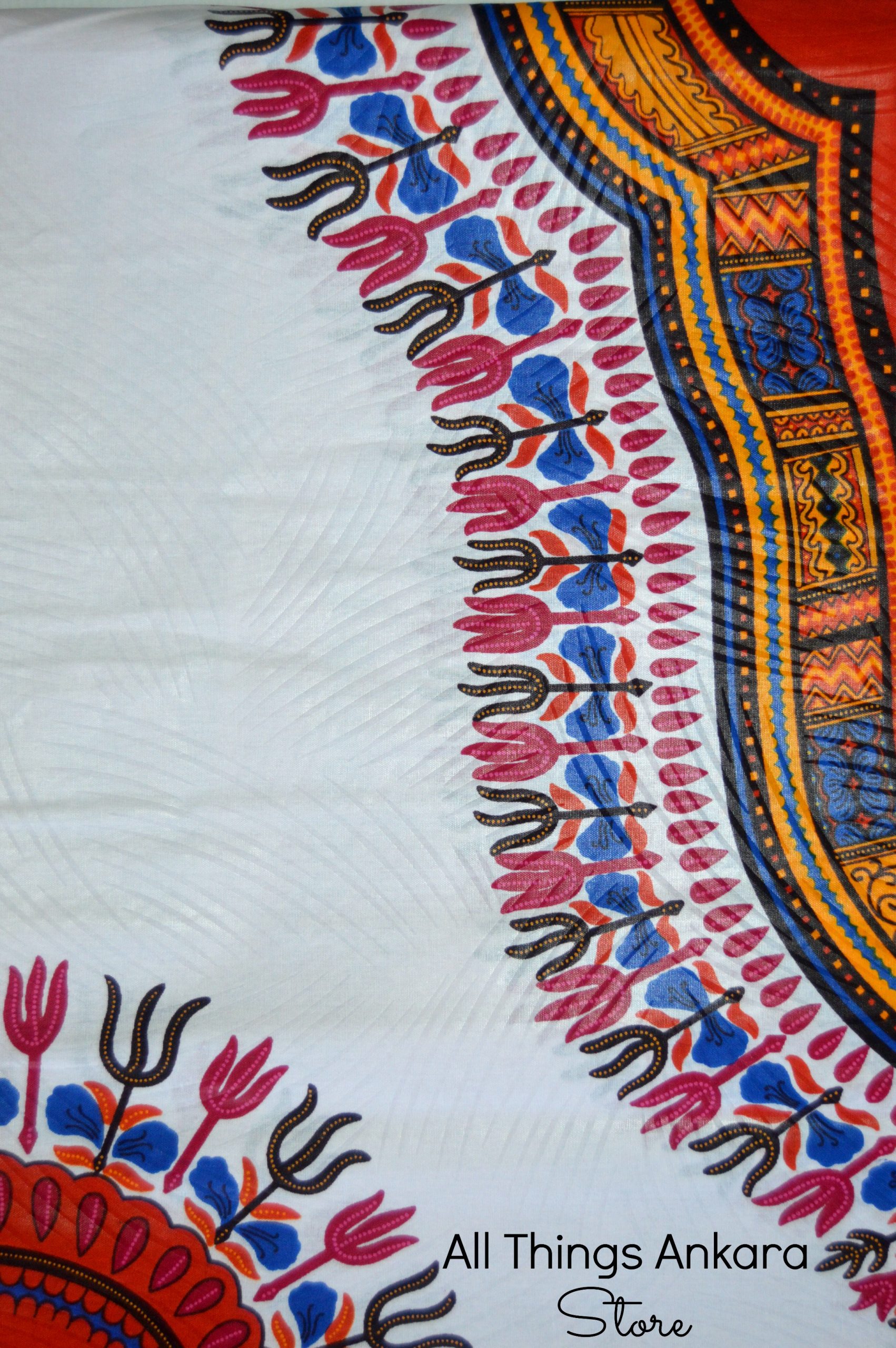 Ankara Fabric of The Day: White Orange Burgundy Blue Dashiki Wax Block ...